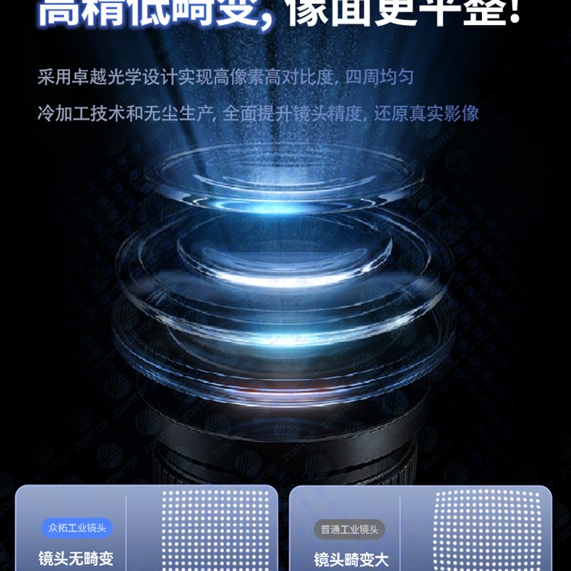 [500万无畸变]M12镜头接口监控工业千万像素高清摄像机相机FA定长