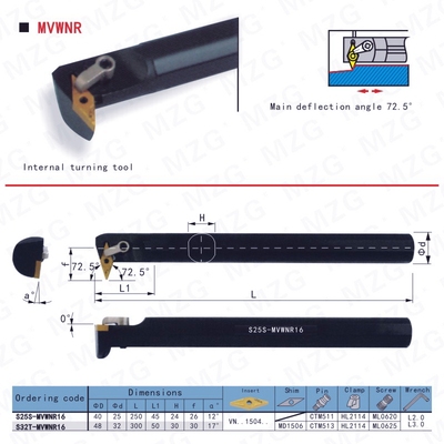 MZG数控内孔圆弧35度槽加工镗孔刀杆S25S S32T -MVWNR16 -MVWNL16