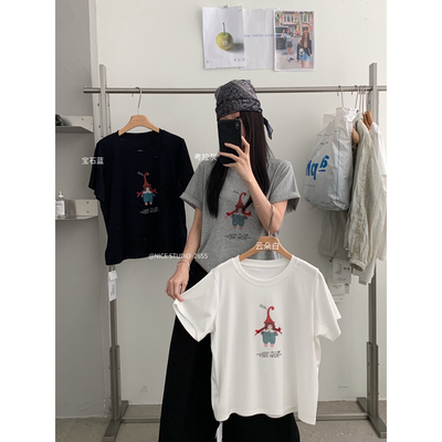 奶思家NICE STUDIO-新韩系小女孩印花工艺短袖T恤(含100棉料)1288