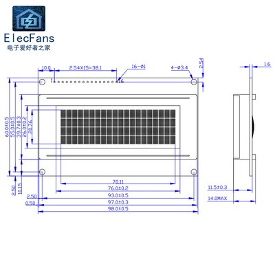 LCD2004A液晶屏5V 黄绿屏黑字 20X4单片机字符显示器LCM模块模组