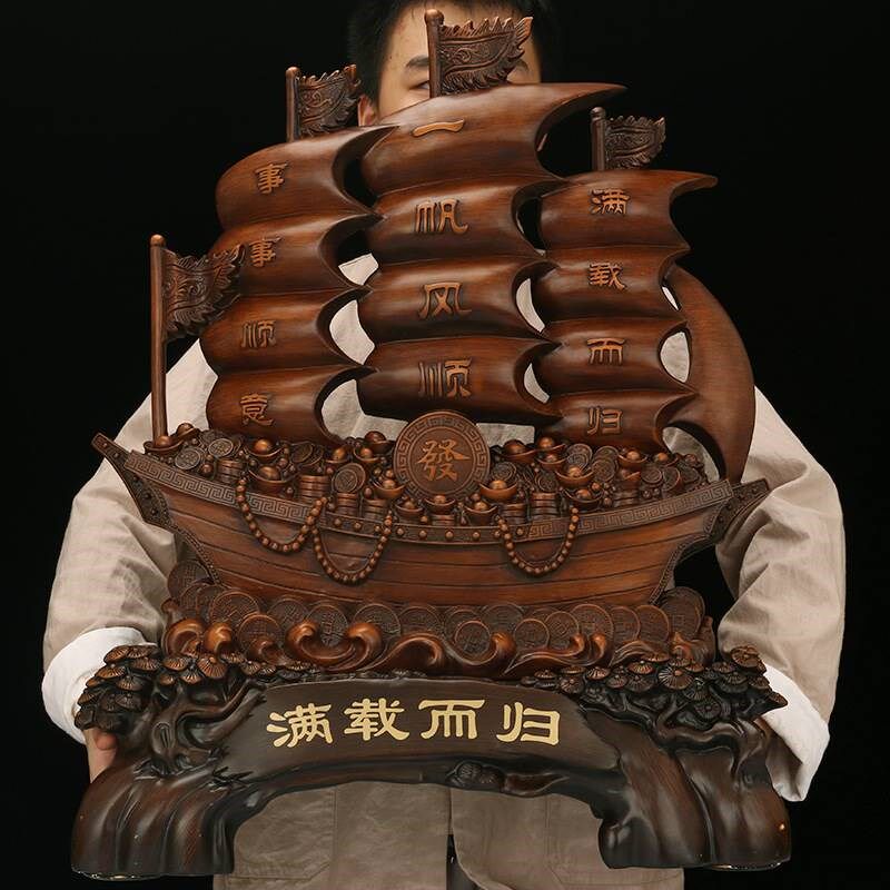满载而归帆船摆件 沙金树脂工艺品 家居饰品客厅电视柜酒柜办公室