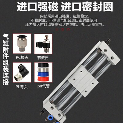 rmt无杆气缸cy1s16/20/25/32/长行程升降气动滑台导轨机械手