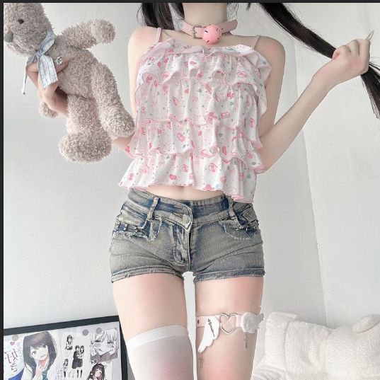 美式辣妹柳丁低腰牛仔超短裤女春夏新款修身显瘦包臀阔腿热裤子潮