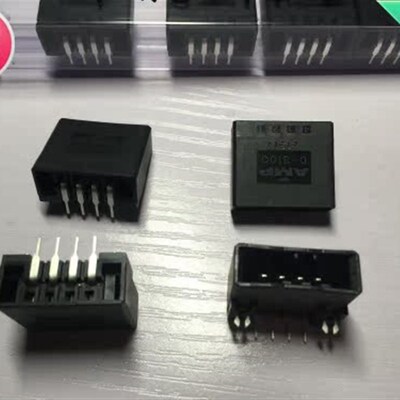 AMP原装 3.81mm间距 4针弯脚插座 1-178294-2镀金针脚 可直接拍