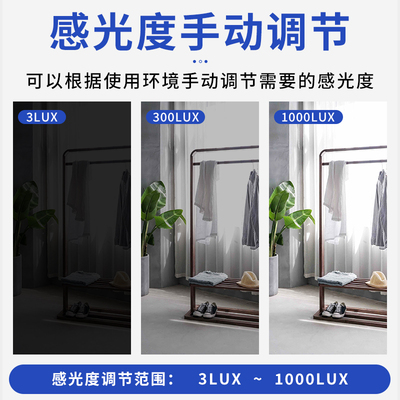 人体感应开关277V吸顶式明装大功率灯光控风扇车库延时光控感测器