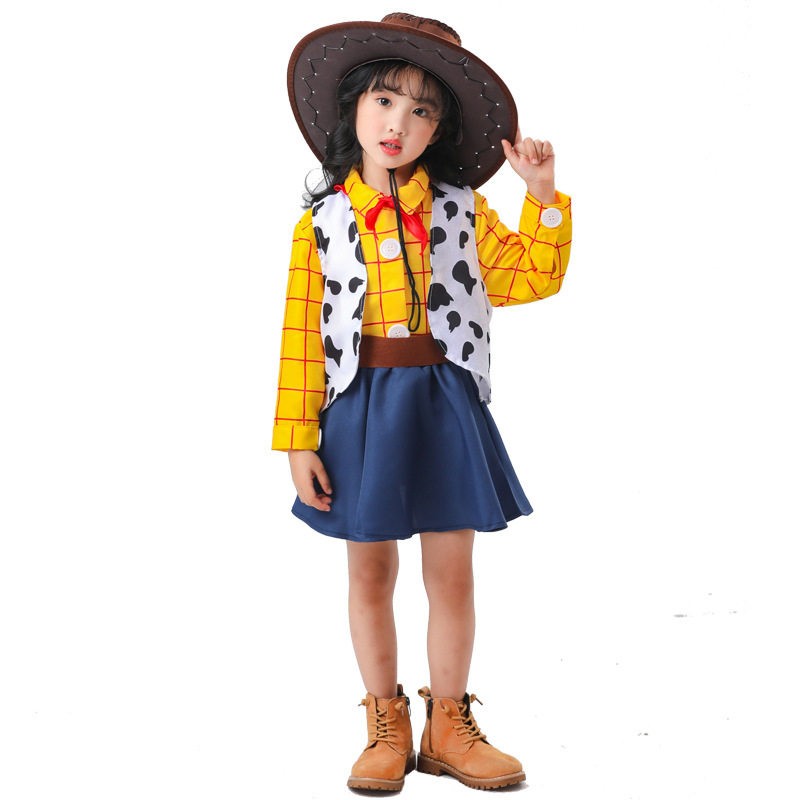 2026新款万圣节亲子装COS服装玩具总动员胡迪女童牛仔舞会表演
