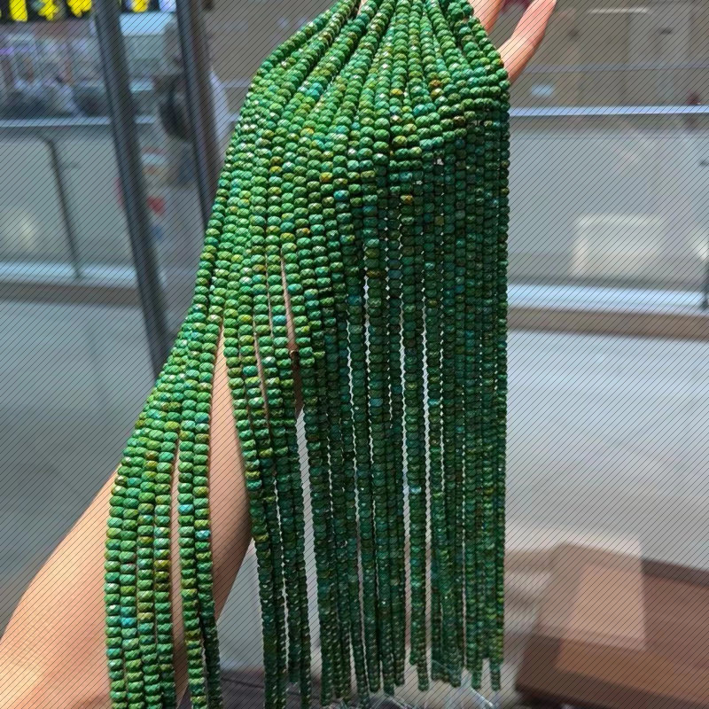 文玩配饰散珠雕刻菜籽绿刻面珠手串半成品手链项链配饰配珠散珠三
