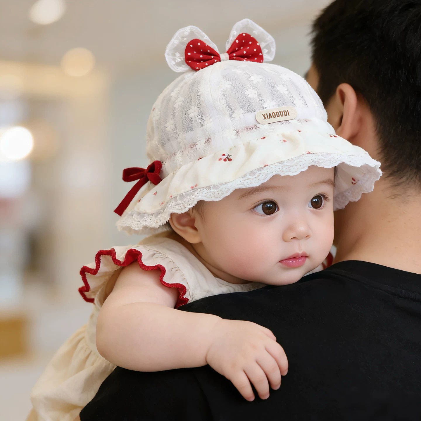 宝宝帽子夏季薄款遮阳防晒网眼渔夫帽女婴儿可爱洋气公主夏天盆帽