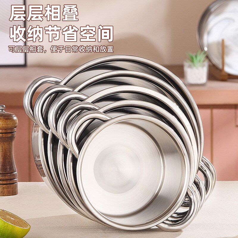 加厚不锈钢汤锅带盖汤桶大容量家用商用双耳电磁炉明火通用卤肉桶