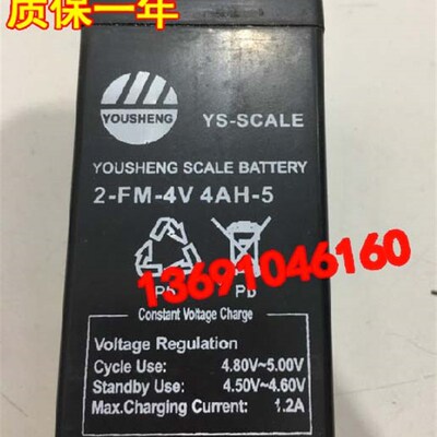 YOUSHENG蓄电池 2-FM-4V4AH-5 电子称 台秤 计价秤 吊秤用4V电瓶