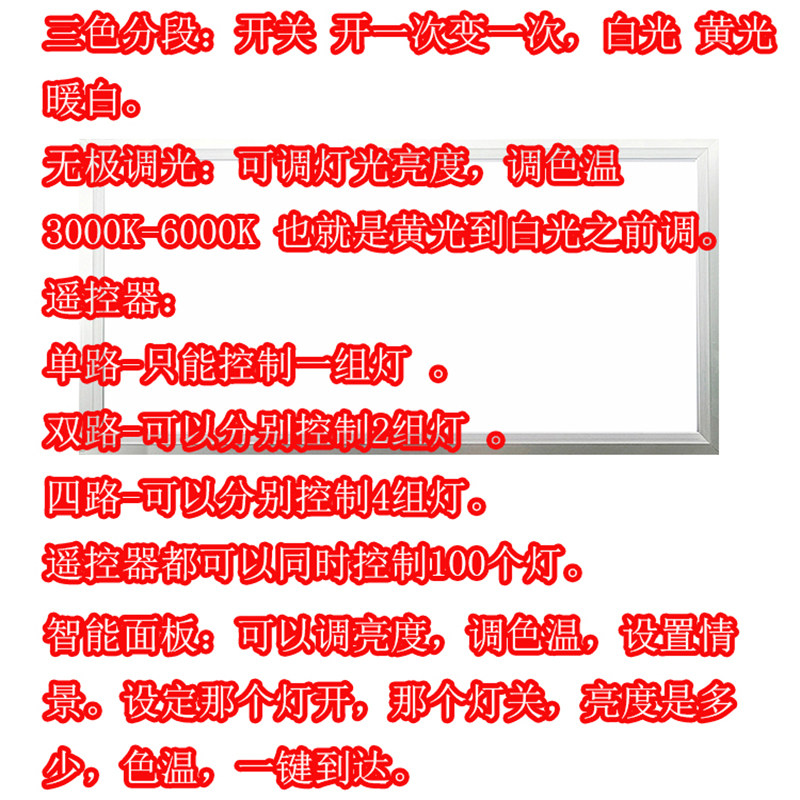 集成吊顶LED灯无极调光平板灯铝扣板3006006001200模块嵌入式天花