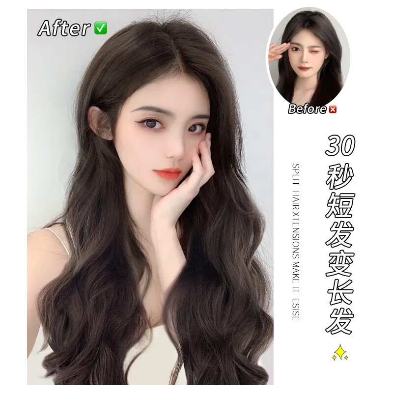 假发女长发假发片卷发三片式一片式直发片蓬松增发量隐形接发发片
