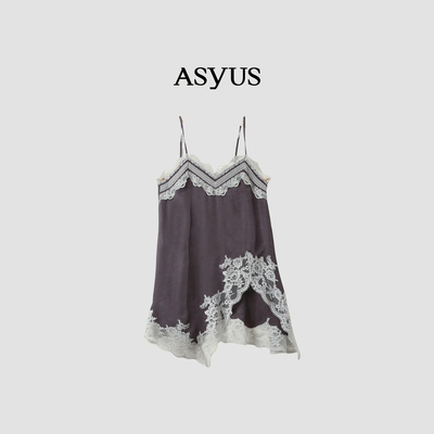 【新品】ASYUS 2026秋季优雅浪漫典雅女士蕾丝拼接造型感吊带裙