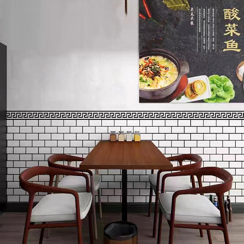 墙裙贴纸壁纸商用餐饮店防水墙纸自粘贴墙围小吃店早餐店墙面贴纸