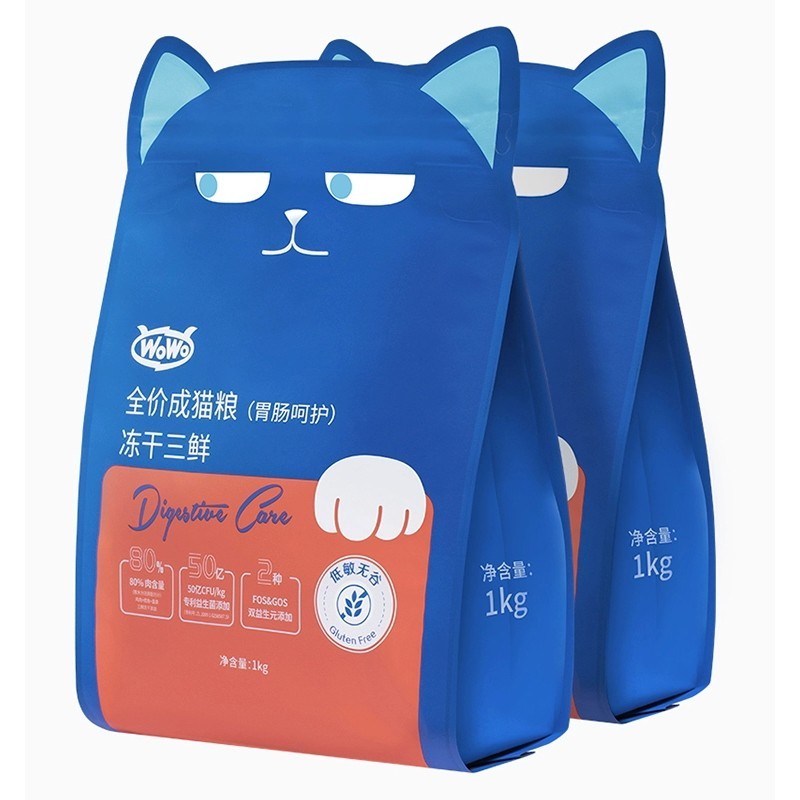 wowo喔喔无谷冻干猫粮全价成猫专用粮营养发腮猫咪增肥干粮4斤装