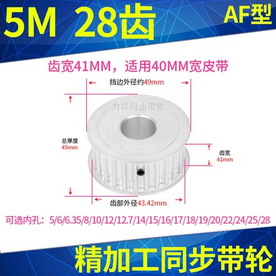 同步带轮5M28齿带宽40A内孔56810121415161718192022242528同步轮