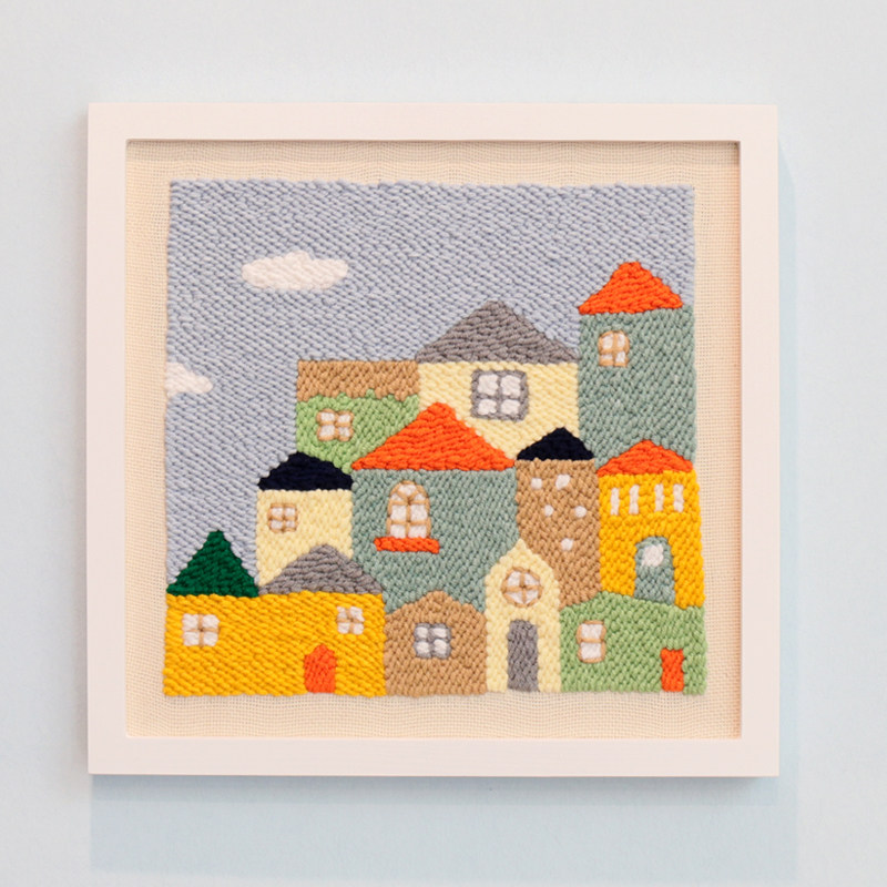 戳戳绣DIY材料包定制毛线画卧室客厅挂画暖居装饰画摆件手工礼物
