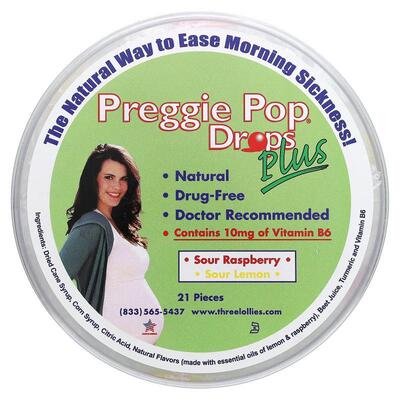 Preggie,Pop Drops Plus，酸树莓，酸柠檬，21 片