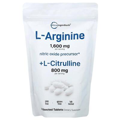 Micro Ingredients,L-精氨酸 + L-瓜氨酸，240 片刻痕片剂