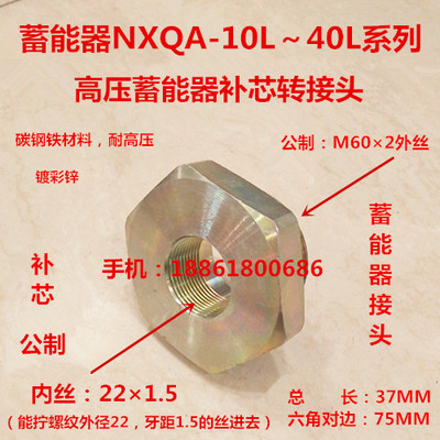 蓄能器补芯接头M602转内丝M221.5储能器高压液压转接头2260
