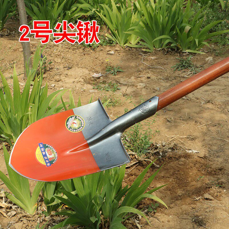 全钢加厚大铁锹锰钢铁锨加大煤锹种花尖方平头锹农用泥锹园林工具