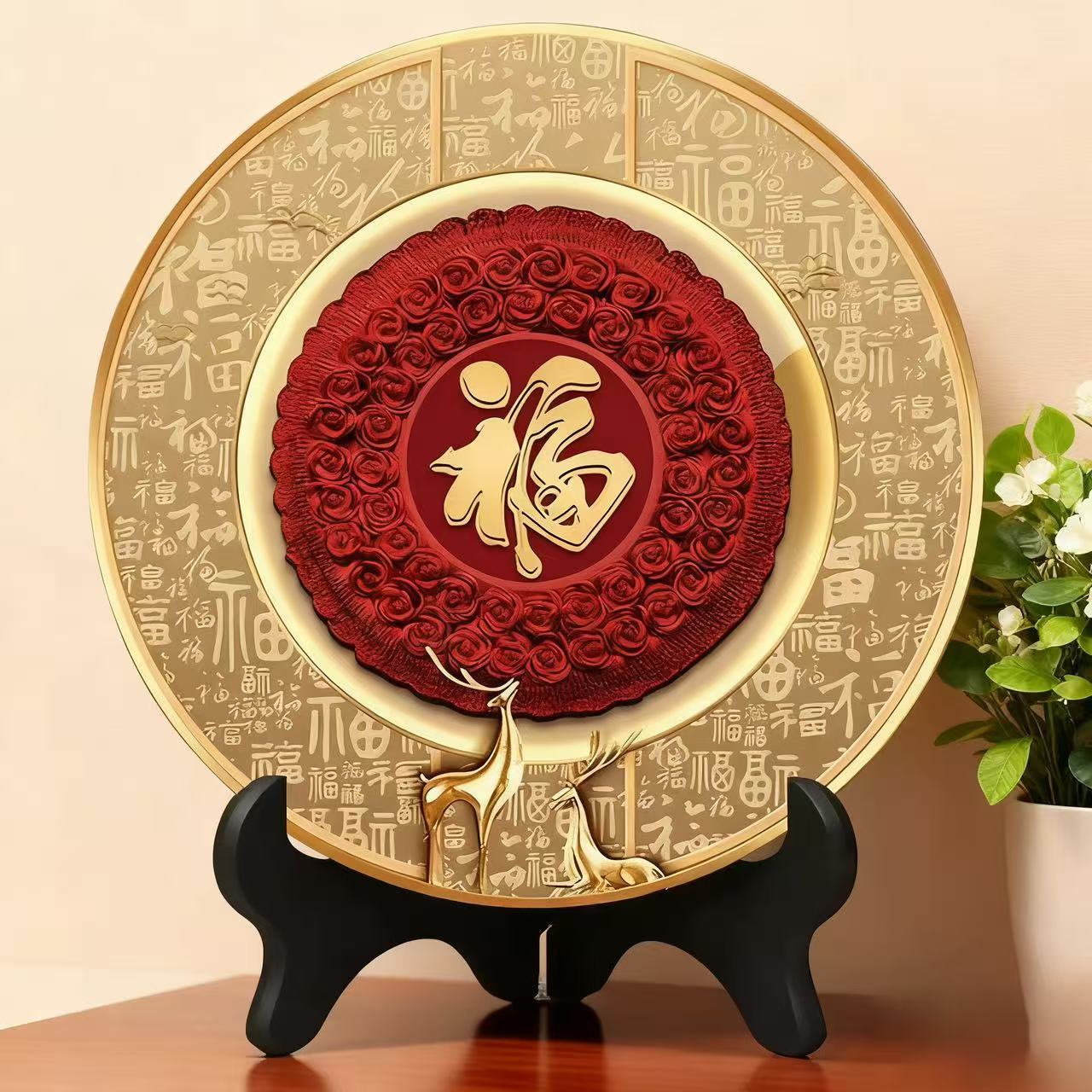 装饰画客厅摆件电视柜酒柜过年摆件福字旺宅新年礼品家居装饰品