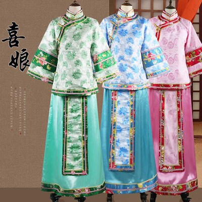古装女喜娘媒婆服装中式改良伴娘服秀禾衣服主持人礼服民国演出服