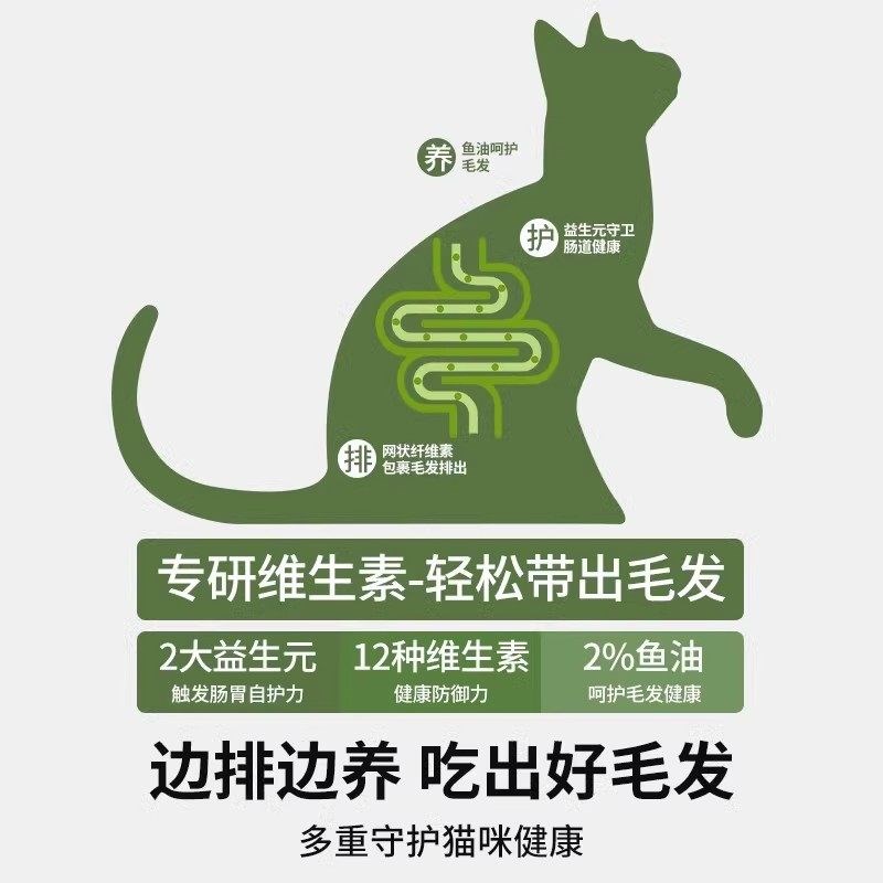 毛球救星猫草磨牙排毛化毛球片猫咪鱼油化毛膏云杉冻干增肥猫零食