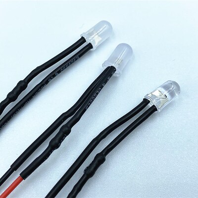 5MM发光二极管 圆头雾状散光带线LED信号指示灯3V6V12V24V48V220V