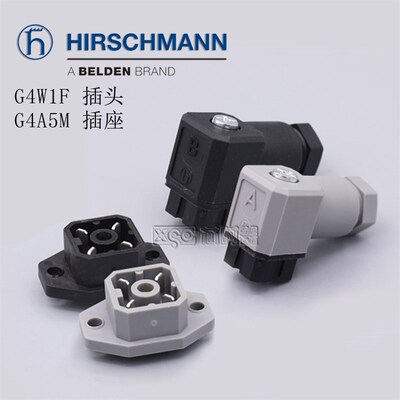 G4W1F G4A5M G4A1M黑灰色hirschmann赫斯曼4针插头插座印刷电路板