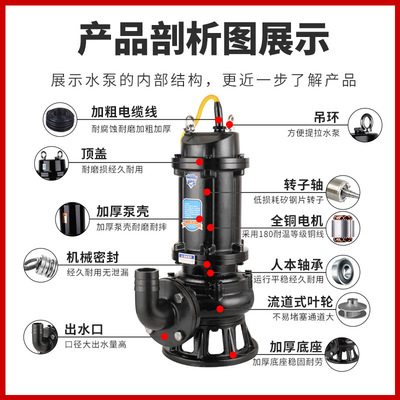 上海潜水排污泵工程排污泵tWQ750w污水泵无堵塞污水排污潜水泵