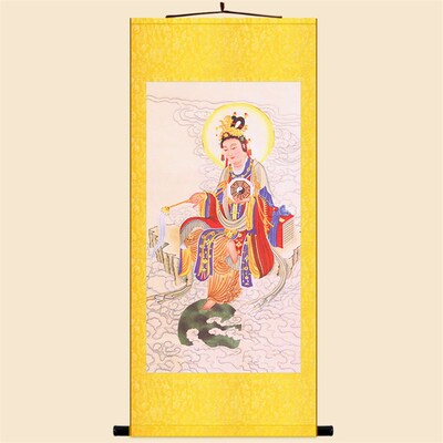 地母娘娘元君人物神像画 后土皇地祇饰布卷轴挂定 复古装绢画画制