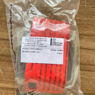 德国进口Walther Prazision快插接头63985 ?HP-004-0-XX001-12-1