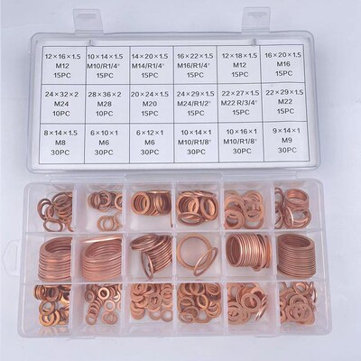 紫铜油封垫片350PCS IMPA813080铜环P工具箱船用紫铜修理盒