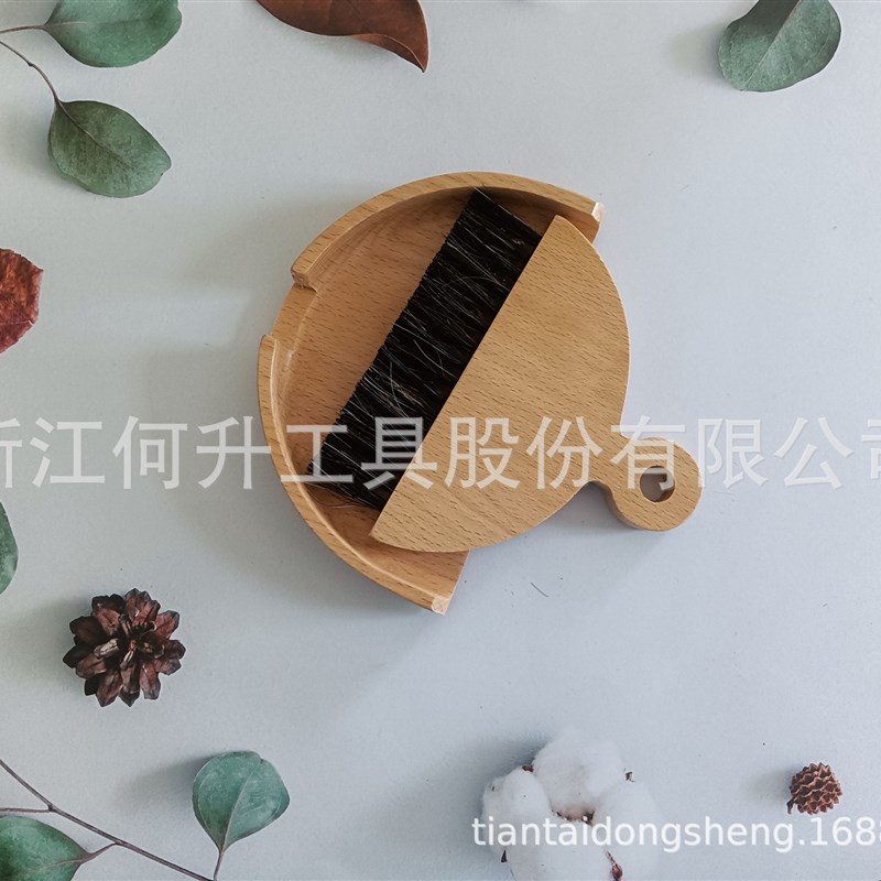 生产榉木马毛簸箕l套装,实木桌面清洁套装键盘刷迷你除尘刷