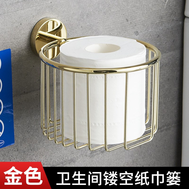 铜置物架厕所纸巾架卷纸架卫生间网篮浴室厕纸盒纸篓卷.纸器收纳