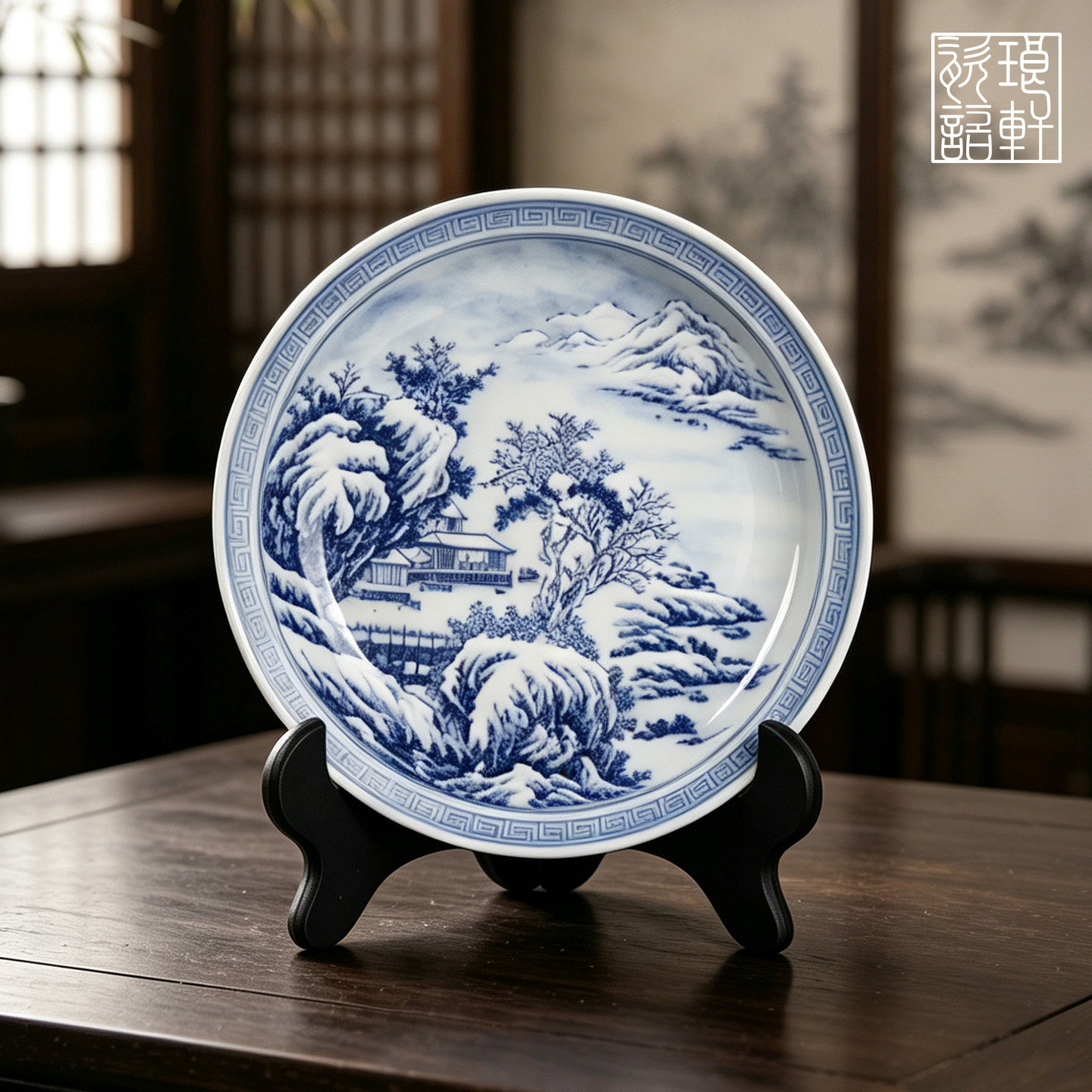琅轩瓷语雪景堆白壶承 干泡壶承茶托盘景德镇仿古瓷功夫茶器