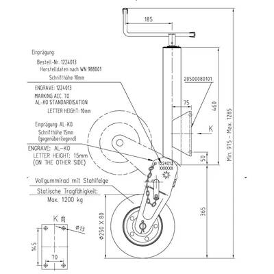 房车导向轮 拖挂拖车牵引轮jeck wheel超大承重1200kg