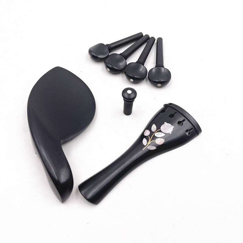 小提琴配件 乌木配件4/4 琴轴/尾柱/腮托/雕刻拉弦板