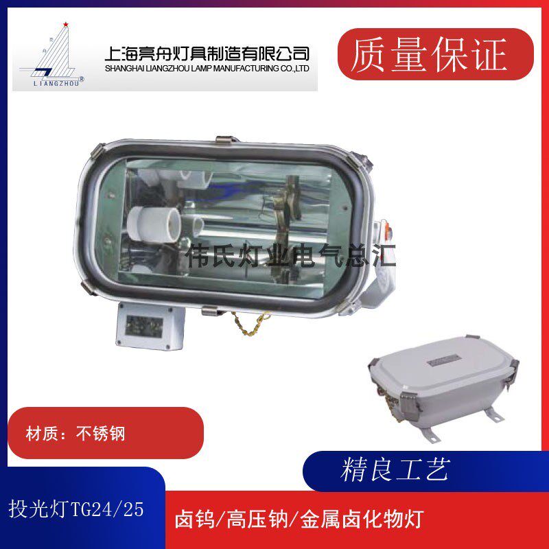 上海亮舟船用不锈钢投光灯TG24/TG25卤钨 高压钠灯金卤灯镇流器箱