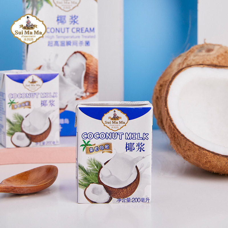 水妈妈椰浆200ml小盒甜品烘焙原料泰式咖喱椰汁西米露搭档家庭盒