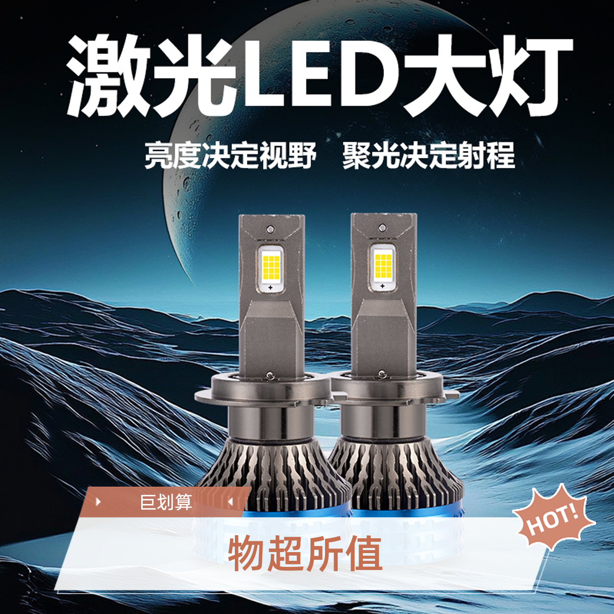 适用于丰田皇冠车型激光LED大灯泡高亮度光全车改装套件易安装