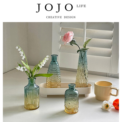 JOJOS L. PD.Drift.欧式复古透明玻璃花瓶小口径餐桌摆件丨岚浮