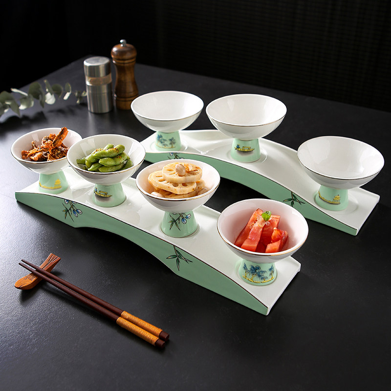 中式私房菜高档精致高脚小碗配菜凉菜碟酒店陶瓷创意摆盘装饰餐具
