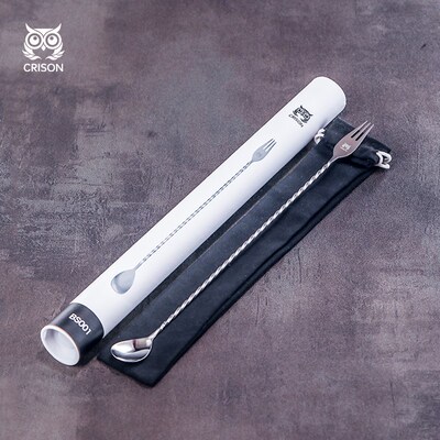 BS001 CRISON经典薄款右手用长吧勺酒吧调酒细螺纹调酒搅拌棒35cm
