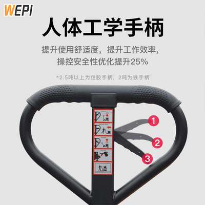 WEPI手动液压搬运车叉车小型托盘升降铲车2吨3吨地牛拖车装卸货