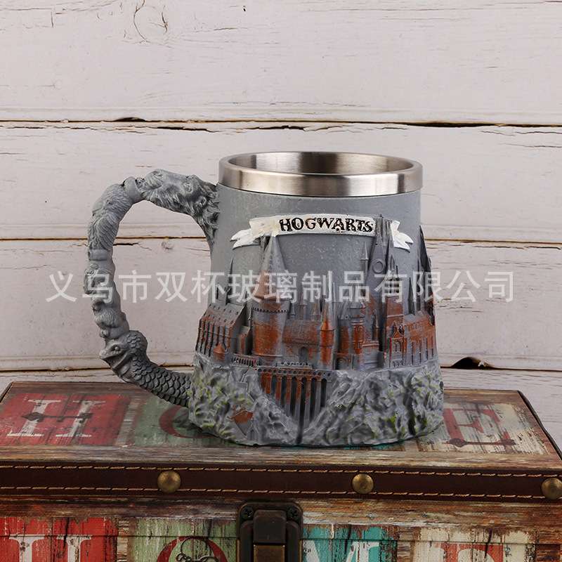 创意异形电影学院周边收藏杯子大容量不锈钢马克杯雕刻个性啤酒杯