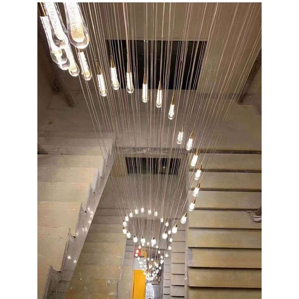 新中式复式住宅LOFT楼梯吊灯别墅旋转楼梯灯现代简约楼梯间长吊灯