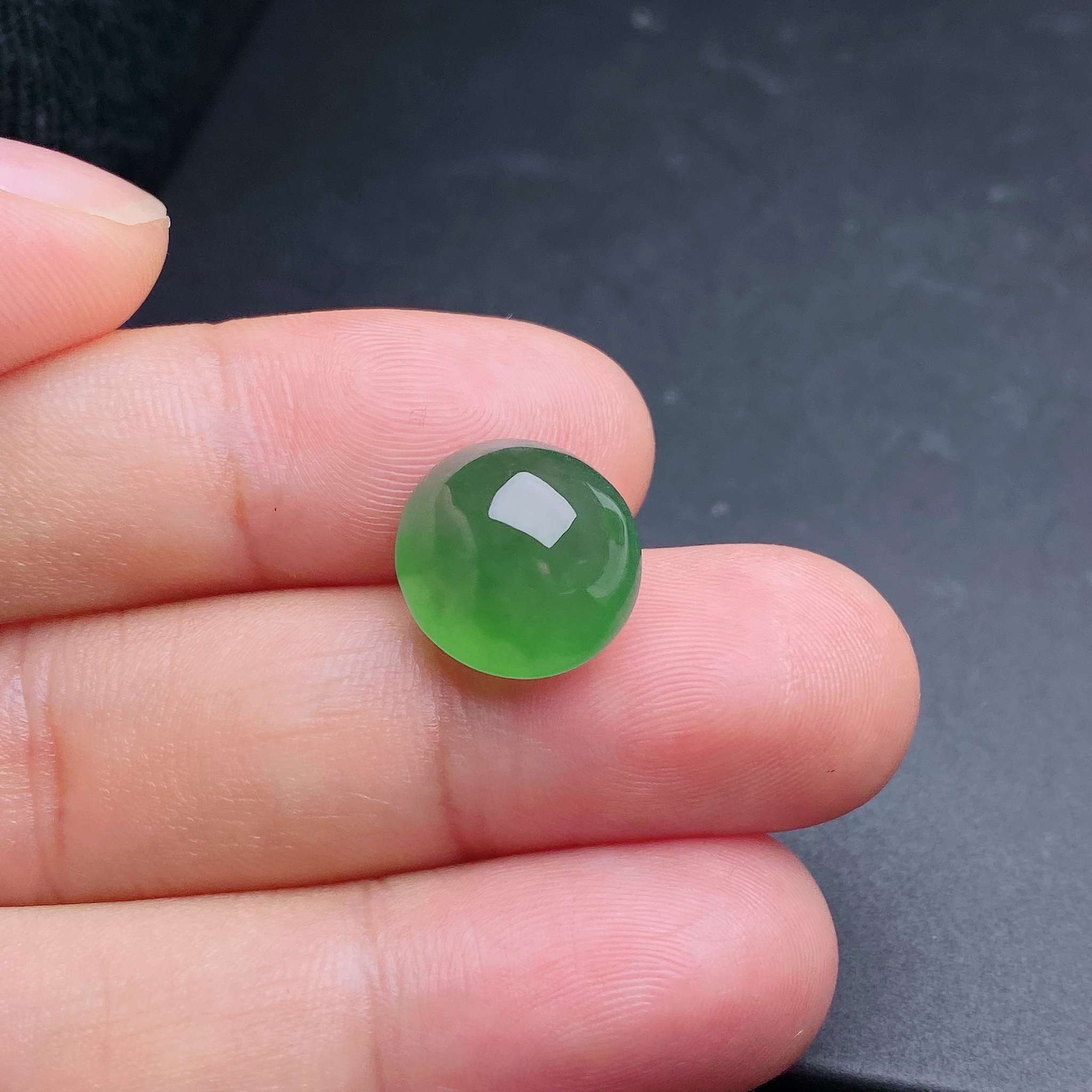 缅甸天然翡翠a货冰晴底蛋面裸石dmf尺寸:13-12-8.7mm