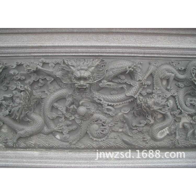 寺院影壁图片 石刻寺院照壁价格 砂岩石材寺院屏风雕刻厂家